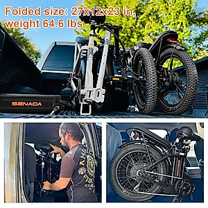 SENADA 20 x 3.0 Fat Tire Folding Electric Bicycle, 750W Peak Foldable Electric Bike 25MPH 62Miles Range, Colorful Display & 7-Speed with Rear Seat Cushion