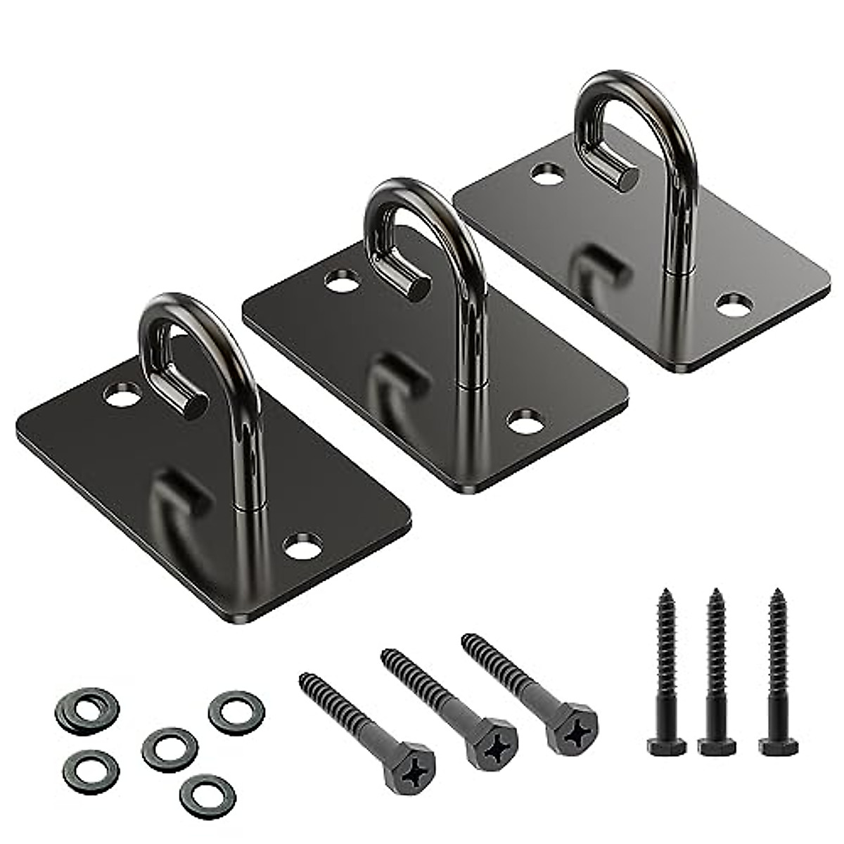 OUUO Wall Mount Workout Anchors for Resistance Bands,Body Weight Straps,Strength Training, Yoga, Home Gym, Physical Therapy Exercise and Closed Loop Bands (Gun-Black)