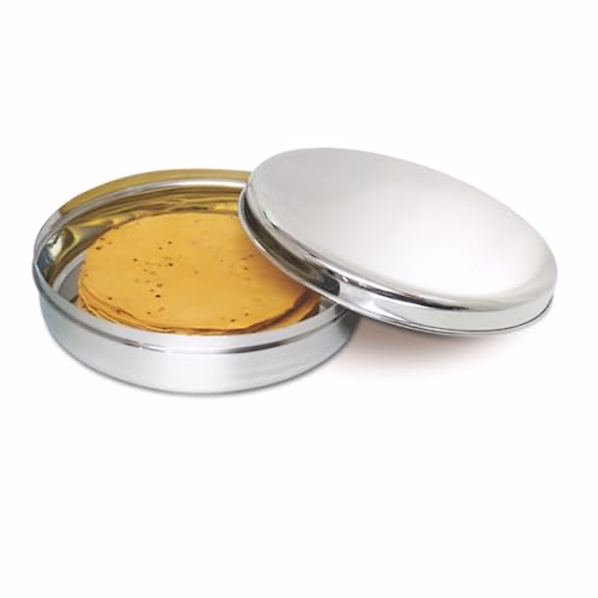 Vinod Stainless Steel Papad Dabba, Flat Canister, Mirror Finished Containers, Multipurpose Storage Container for Papad, cookies, snacks, khakhra, etc. 9.5 In Diameter, No.14, Pack of 1