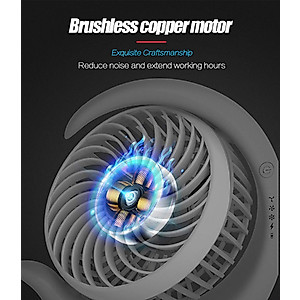 Viniper Portable Rechargeable Fan, Small Desk Fan : 3 Speeds & about 8-24 Hours Longer Working, 180 Rotation, Portable Desktop Fan Small but Mighty, Strong Wind (White, Light Black Blade)6.2 Inch