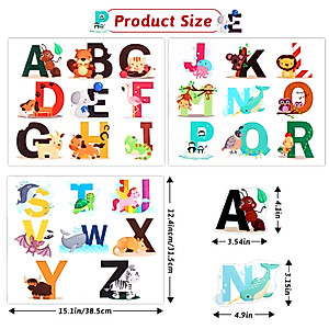 CCINEE Animal Alphabet Wall Decals, ABC Educational Colourful Creative Sticker Removable Art Sticker for Kids Nursery Bedroom Living Room Wall Decorations