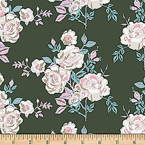 Art Gallery Fabrics Art Gallery Signature Rose Forever Fabric, Dark Green