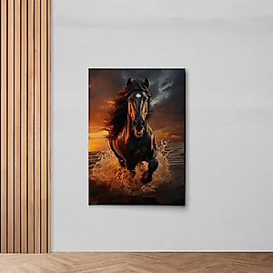 Majestic Black Stallion Galloping In The Clouds, Black Horse On Salt Flats, Canvas Print, Black Horse Print, Black Horse Wall Art, Canvas, Art Print