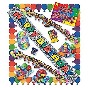 Beistle Colorful Decorations Supplies 11-Piece Rainbow Happy Birthday Party Kit, One Size, Multicolored