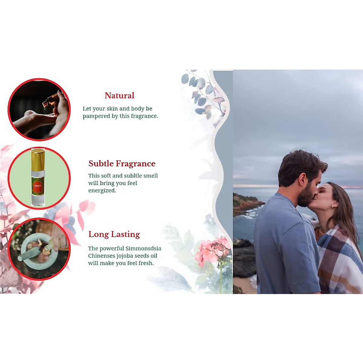 Amber Perfume Oil Roll-On - Alcohol Free Perfumes for Women and Men by Nemat Fragrances, 10 ml / 0.33 fl Oz, Package may vary