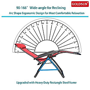GOLDSUN Comfortable Oversize XL Padded Zero Gravity Lounge Heavy Duty Adjustable Patio Recliner Chair with Cup Holder Support 350lbs,Red