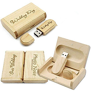 RXFSP Customize Personalised Laser Engraved Solid Wooden USB Flash Drive USB Box Wedding Photo Memory Storage Disk,Wedding ceremony,Company customization,Personal gift (32G, maple)