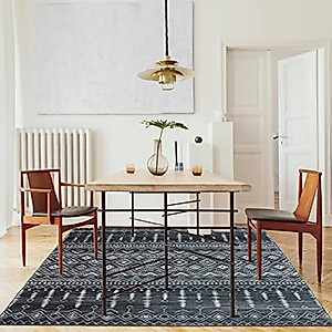 ReaLife Machine Washable Rug - Stain Resistant, Non-Shed - Eco-Friendly, Non-Slip, Family & Pet Friendly - Made from Premium Recycled Fibers - Moroccan - Dark Blue Gray, 3' x 5'