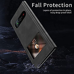 EAXER for Samsung Galaxy Z Fold 3 5G Case, Luxury Magnetic Case Leather Skin Stand Full Coverage Protection Case Cover (Black)