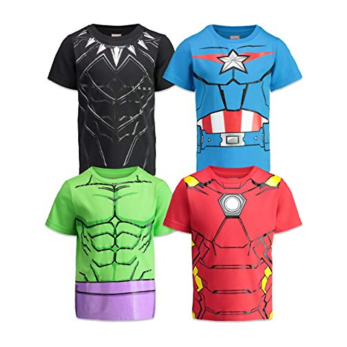 Marvel Captain America Black Panther Iron Man Hulk Toddler Boys Short Sleeve T-Shirt 4T
