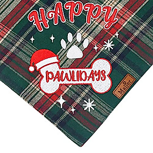Malier Dog Christmas Bandana Reversible Embroidered Dog Bandana Classic Buffalo Plaid Pet Dog Scarf Multiple Sizes Dog Pet Triangle Bibs Kerchief for Small Medium Large and Extra Large Dogs Cats Pets