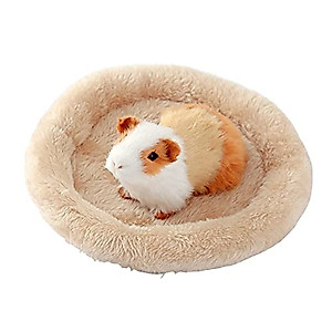 Houchu Mini Hamster House Guinea Pig Bed Soft Winter Guinea Pig Nest Cotton Warm Mat Small Animal Cage Sleeping Bed Pet Accessories(L,Pink)