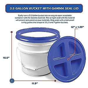 ePackageSupply 3.5 Gallon White Bucket with Blue Gamma Screw on Lid (Pack of 6), Food Grade Storage, Premium HPDE Plastic, BPA Free, Durable 90 Mil All Purpose Pail, Made in USA