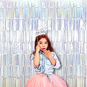 4 Pack Silver Tinsel Foil Fringe Curtain Backdrop, 3.28Ft x 8.2Ft Metallic Streamers for Photo Booth Props Wedding Bridal Shower Bachelorette Birthday Halloween Christmas Party Decoration