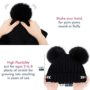 Simplicity Winter Hat with Pom Pom for Boys Warm Kids Beanie for Baby Boys Cozy Beanie Cap Toddler Hats, Black