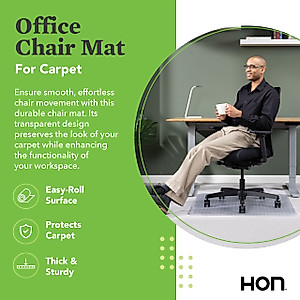 OFM Office Chair Mat for Carpet – Computer Desk Chair Mat for Carpeted Floors – Easy Glide Rolling Plastic Floor Mat for Office Chair on Carpet for Work, Home, Gaming with Extended Lip (36” x 48”)