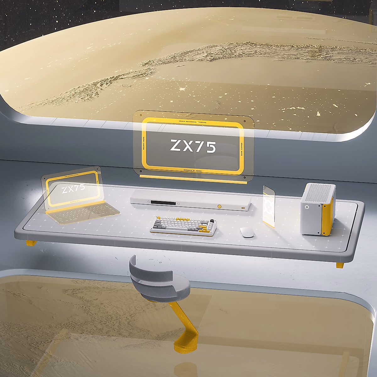 iQunix ZX75 Gravity Wave 75% RGB Mechanical Keyboard with Volume Knob, 81 Keys Hotswap Moonstone Switches Wireless Gaming Keyboard, Supports Bluetooth 5.1, 2.4GHz and Wired, for Win/Mac