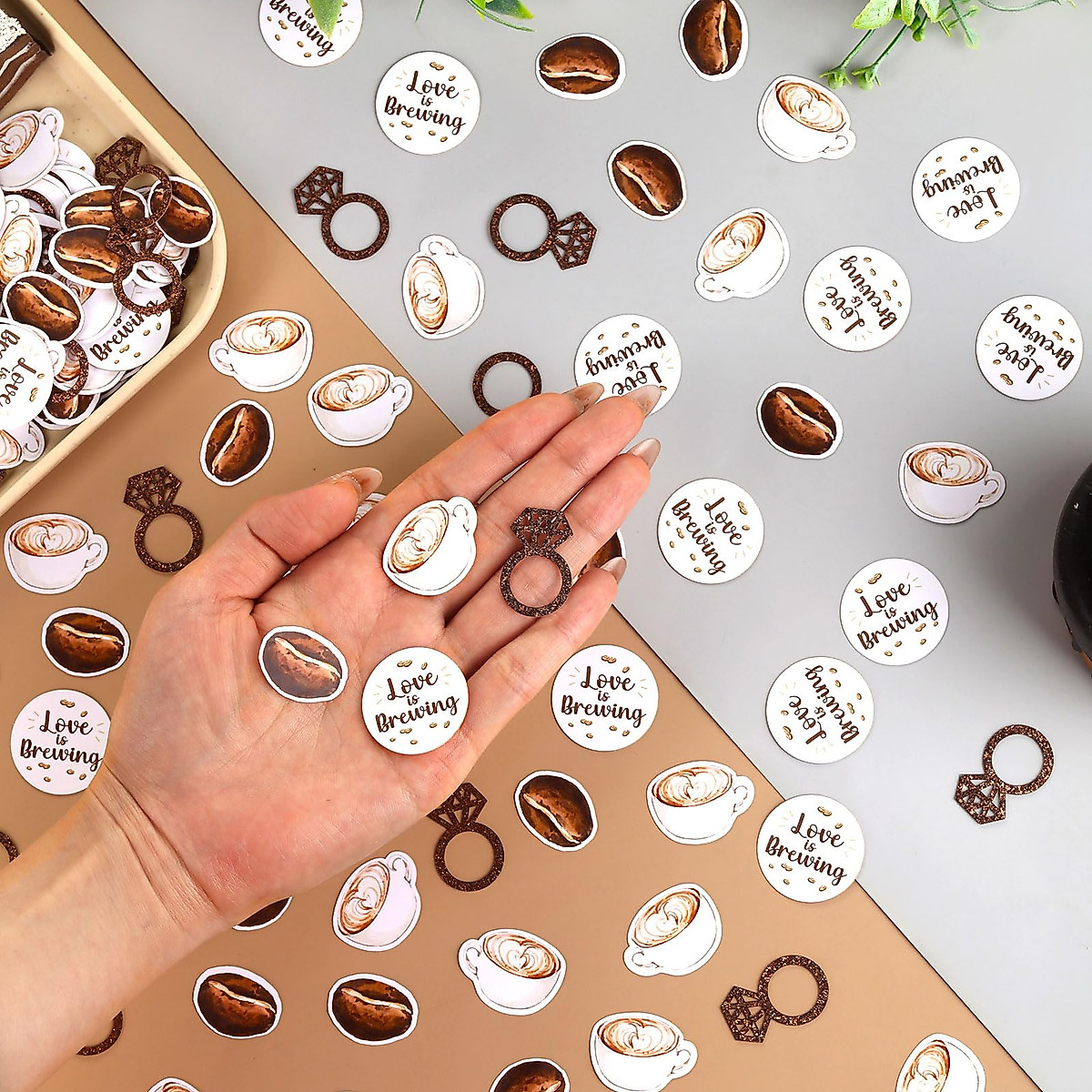 Coffee Bridal Shower Decorations - 200PCS Coffee Confetti, Love is Brewing Bridal Shower Decorations, Coffee Table Decorations for Love is Brewing Wedding Shower Engagement Party