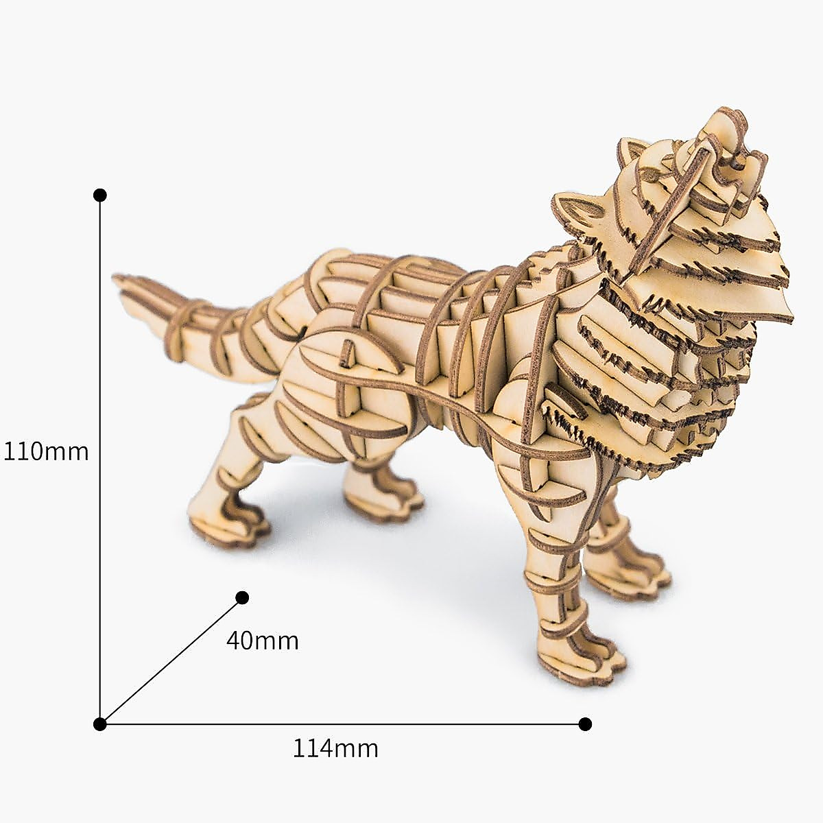 Rolife Build Your Own 3D Wooden Assembly Puzzle Wood Craft Kit Wolf Model Gifts for Kids and Adults