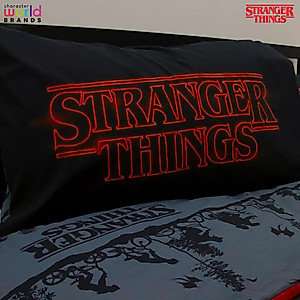 Stranger Things Character World Official Double Duvet Cover | Hawkins Town Map Design, Reversible Easy Care Bedding 2 Sided Duvet Quilt Set with Matching Pillow Cases, Multicolour Print