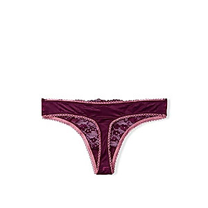 Victoria's Secret Body by Victoria Lace Front Thong Panty, Kir Burgundy, X-Large