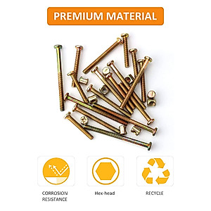 Crib Screws Hardware Replacement Kit - 28 Set Baby Bed Frame Bolts &Barrel Nuts Set,Including M6x40mm/ 50mm/ 60mm/ 70mm/ 80mm Hex Drive Socket Cap Screws Barrel Nuts