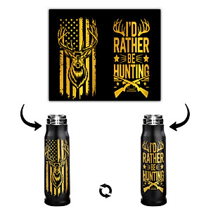 FROOBLEQUIRK I'd Rather Be Hunting Tumbler For Men, 17oz Deer Hunting Bullet Tumbler For Men - Birthday, Fathers Day, Christmas Gift For Hunters - Hunting Gifts For Men Dad Son Husband Friends