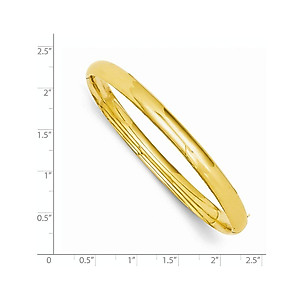 IceCarats 14K Yellow Gold 6.35mm Hinged Bangle Bracelet