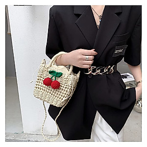 Straw Bags for Women Summer Beach Bag Handwoven Tote Bag Crossbody Bag Boho Style Clutch Purse for Travel Daily Use-White