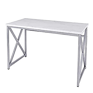 Coral Flower Modern & Contemporary Wriitng Desk with Durable Scratch-resistant Laminate Surface and Silver Metal Frame.