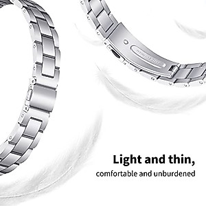 PUNYTONCY band Compatible with Apple Watch Band 38mm 40mm 41mm, Slim Stainless Steel Metal Silver Replacement Strap for iWatch Series 8 7 6 5 4 3 2 1 SE for Women (Silver, 38mm 40mm 41mm)