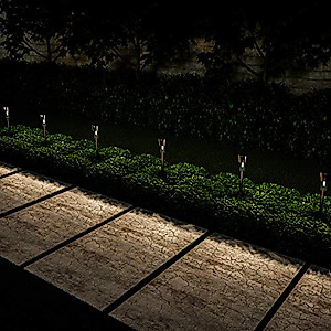 Pure Garden 50-LG1067 Path Lights-12.2” Stainless Steel Outdoor Stake Garden, Landscape, Patio, Driveway, Walkway 12.2" Solar Pathway Lights-Set of 12, Silver