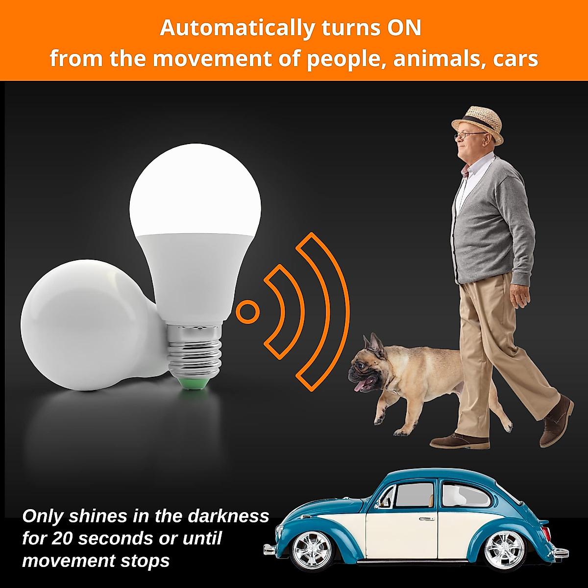 Motion Sensor Light Bulbs with Radar and Dusk to Dawn Sensor Indoor Motion Detector Bulb for Front Door, Porch, Garage, Security Automatic LED Lightbulb (2, Radar Sensor - Deylight)