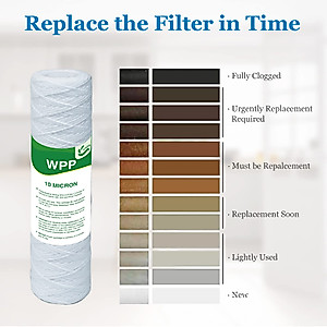 VEGEBE 10 Micron String Wound Whole House Water Filter 10" x 2.5", 10-inch Universal Sediment Pre-Filters for Well Water, Replacement Cartridge for FXWSC, CW-F, CW-MF, 1SS, W5W, AO-WH-PRE-R2, 6-Pack