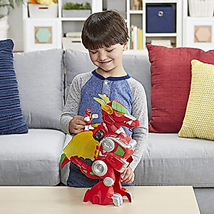 Playskool Heroes Power Rangers Red Ranger & Dragon Thunderzord, 3" Action Figure, 14" Zord, Lights & Sounds, Collectible Toys for Kids Ages 3 & Up