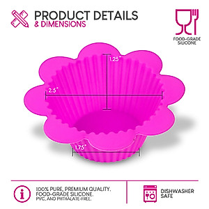 Exultimate Silicone Cupcake Mold Liners Holders Baking Supplies Flower Shaped Muffin Liner Set of 12