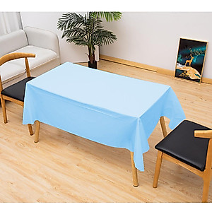 Siencooray Light Blue Disposable Plastic Tablecloth, 2 Pack 54"x 108" Rectangle Table Covers for Parties, Events, Weddings, Indoors and Outdoors