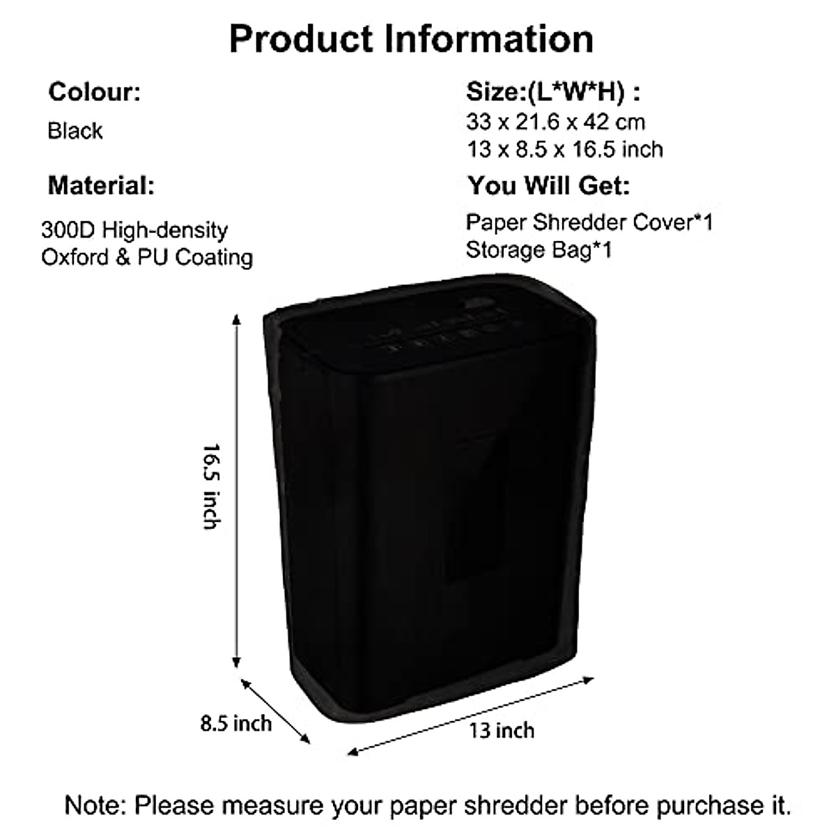 Paper Shredder Cover,(ONLY Cover) Waterproof 6 Sheet Cross-Cut CD Credit Card Shredder Cover for Office 13 x 8.5 x16.5 Inch