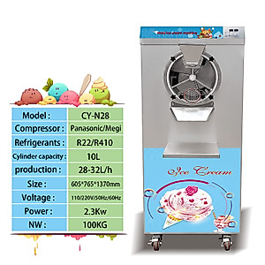 Mvckyi Commercial 40L/H Hard Ice Cream Machine, Fast Cooling Ice Cream Sorbet Making Machine, Stainless Steel Gelato Maker Machine Italian Gelato Batch Freezer for Restaurant Kitchen Equipment