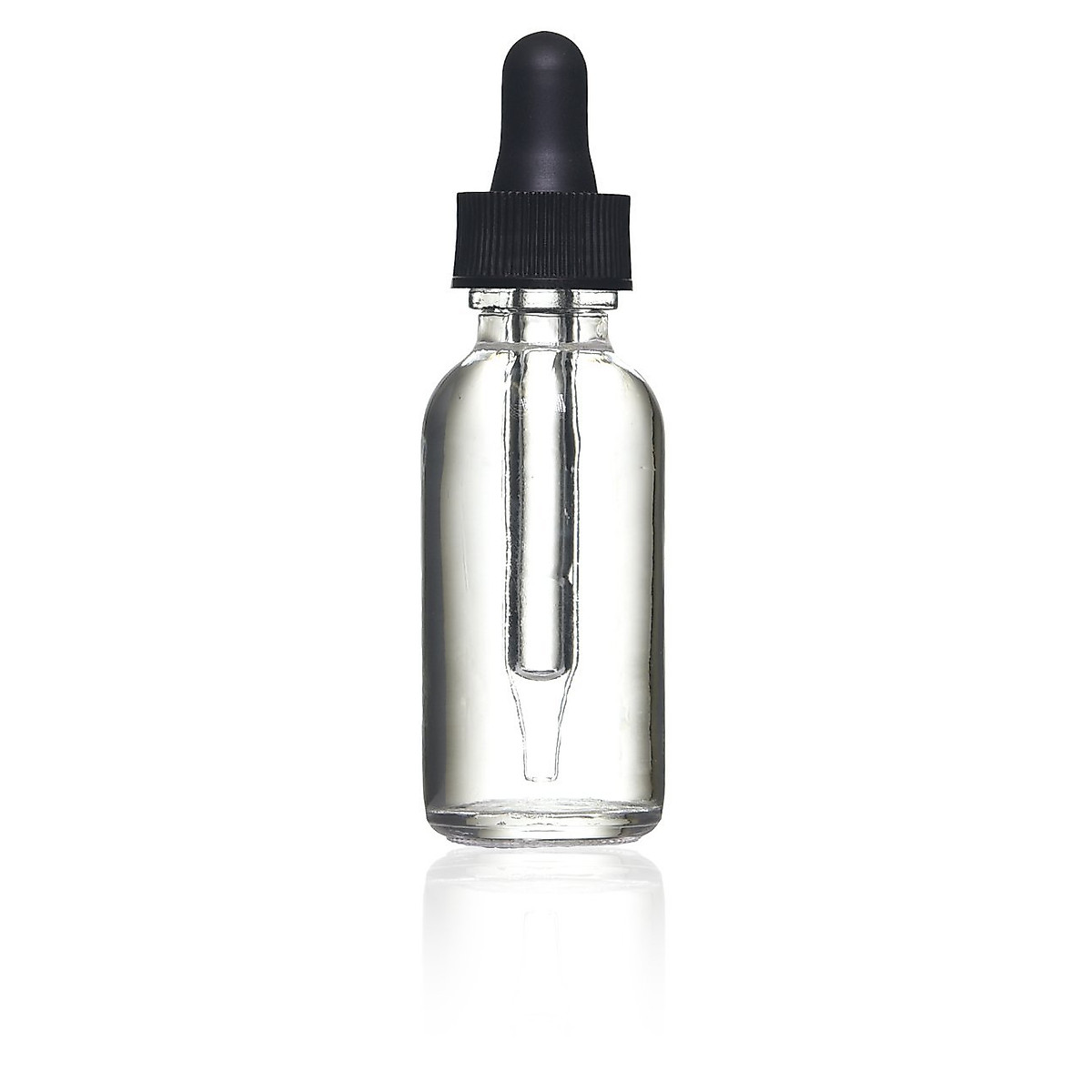 True Essence 1 Oz (30 Ml) Clear Boston Round Glass Bottle w/Glass Dropper - Pack of 72