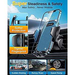 [Upgraded] VANMASS BEST Car Vent Phone Holder Mount Compatible for iPhone 14 13 Pro Max 12 11 X Xr Xs 8 7 Plus Mini Se Android Mobile Cell Smartphone Universal Vehicle Handsfree Easy Clamp Clip Cradle
