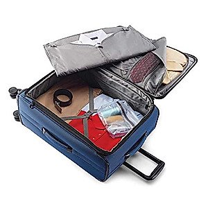 Samsonite Leverage LTE Softside Expandable Luggage with Spinner Wheels, Poseidon Blue, Checked-Medium 25-Inch