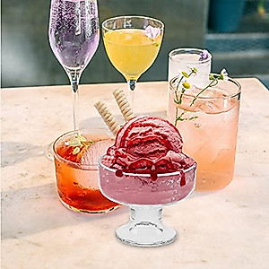 Glass Dessert Bowls Footed Ice Cream Cups Glass Dessert Cup Custard Cup Decorative Trifle Bowl for Fruit Salad Snack Cocktail Condiment Serveware 250Ml Glass Trifle Bowl Easy to Clean