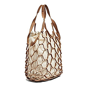 Nautical Purse Beach Bag Tote Inspired By a Fishnet (Medium, Tan)