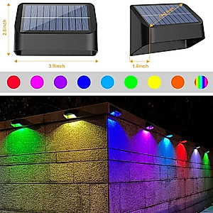 FLITI Solar Fence Lights, Fence Lights Fence Solar Lights Outdoor Waterproof Warm White & Color Glow LED Solar Lights for Backyard, Patio, Deck Railing, Stair Handrail, Pool and Wall (4 PCS)