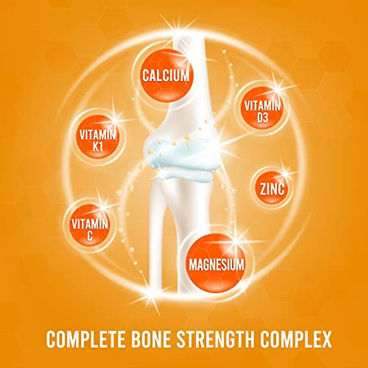Bone Supplement with 1000 mg Calcium, Magnesium, Boron, Zinc, Vitamin D3 and K - Dietary Supplements for Bone Strength with Calcium Citrate and MCHA - Non-GMO, Gluten and Soy Free - 120 Capsules