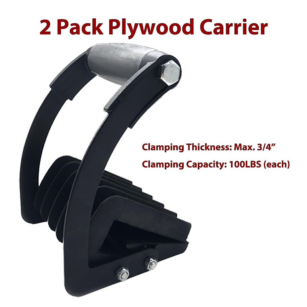 2PCS Plywood Carrier, Wood Panel Carrier,Drywall Lifting Carrying Tool,Synthetic Cement Board Gripper Clamp Lift Tool for Wood Plastic Glass Sheets, Clamping Thickness 3/4”, Capacity 100LBS each