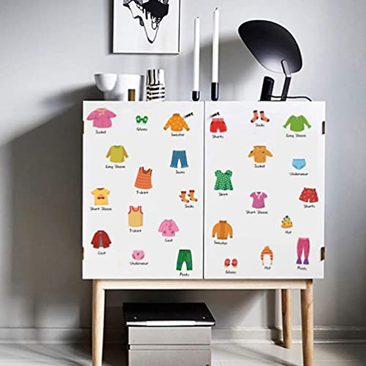 STOBOK Kids Room Decor 1 Set Clothing Sort Stickers Removable Clothes Classification Label Wardrobe Drawer Organizing Label Removable Dresser Clothing Decals Stickers for Kids Adults White Drawer