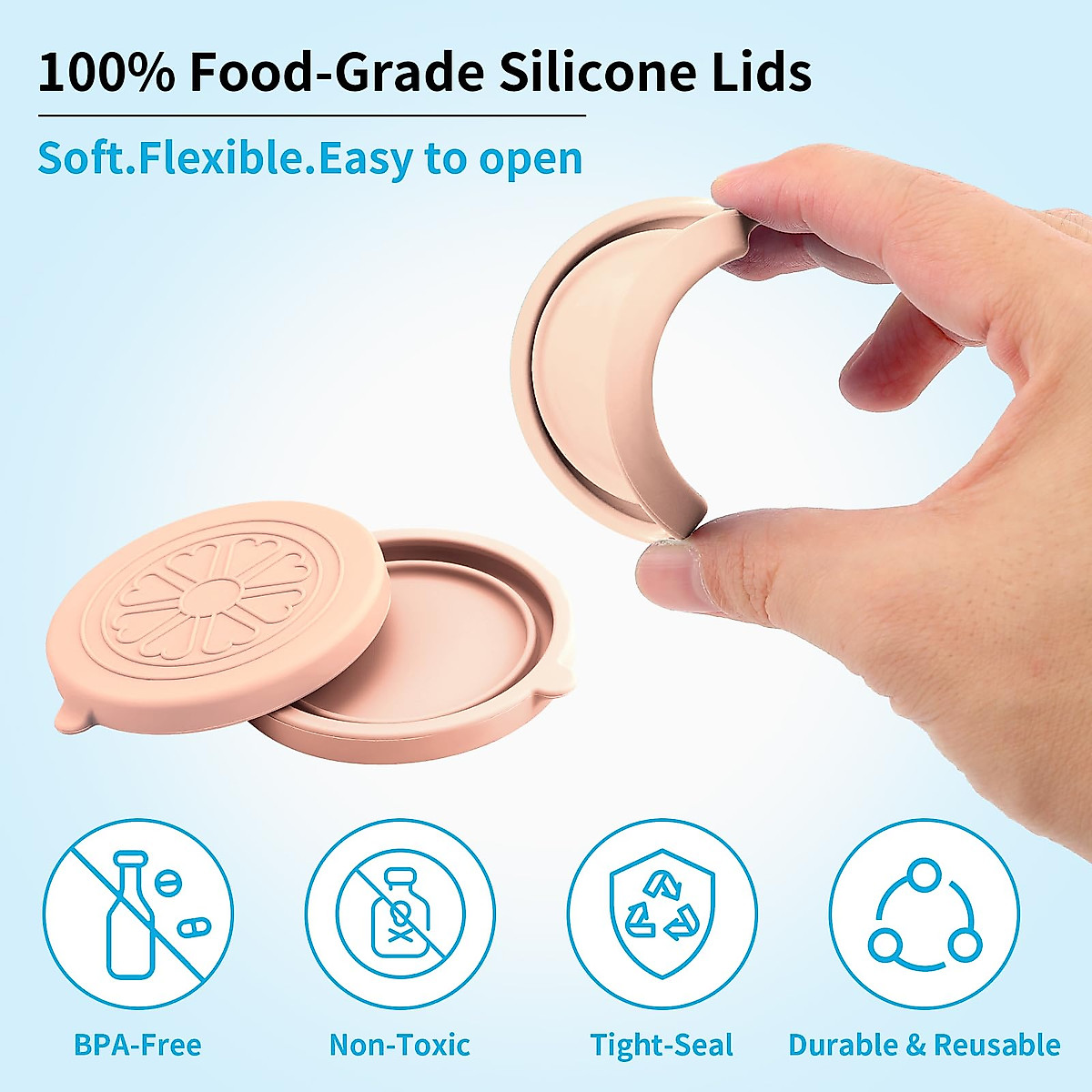 VOLCANOES CLUB Oui Yogurt Jar Lids Silicone | Covers Fit For 5 Oz Oui Yogurt Glass Jars | Perfect For Oui Yogurt Bottle with Label | Lids Only | Food-Grade/Leakproof/Reusable | 12Pcs Flesh Colors