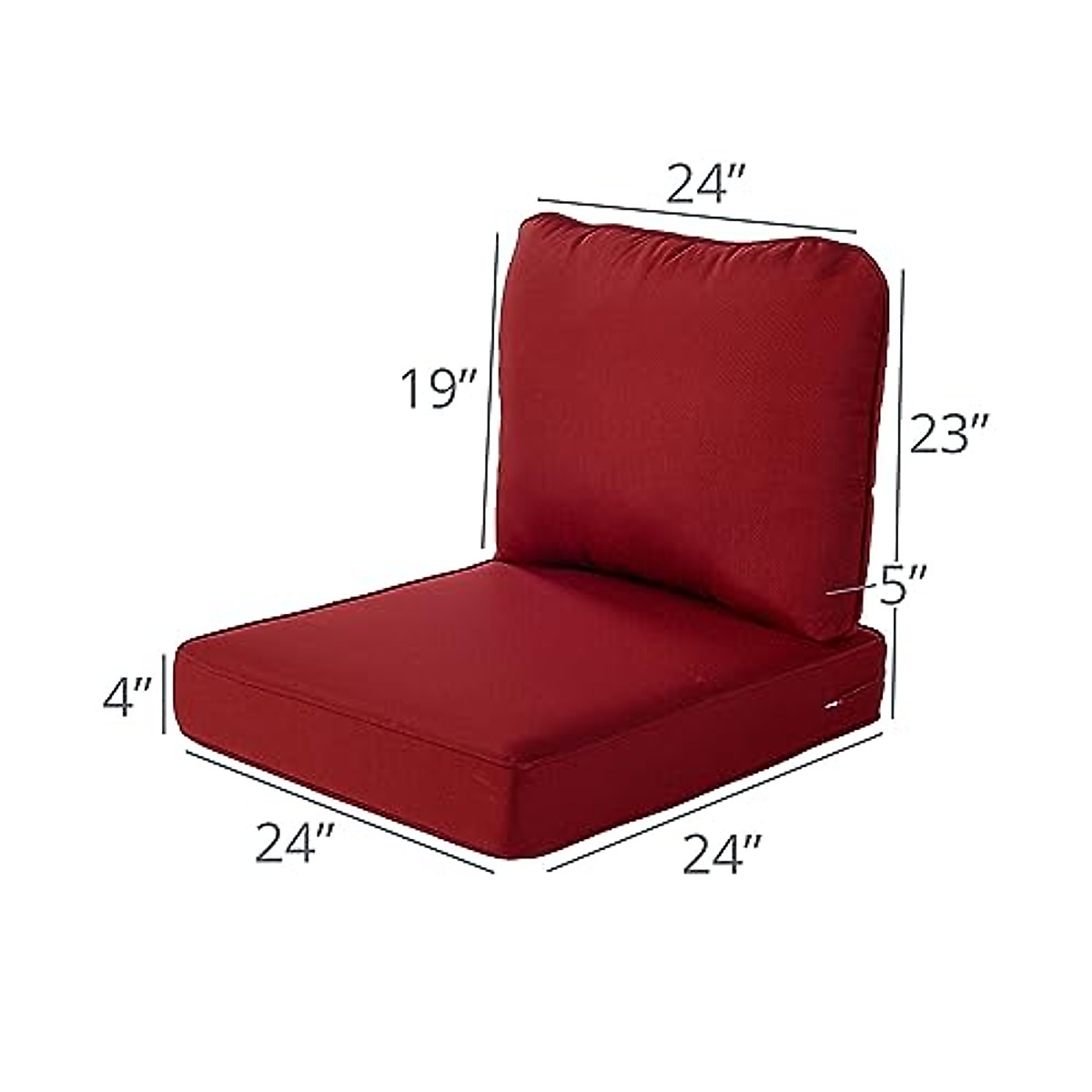 Quality Outdoor Living All- Weather Patio Chair Deep Seat and Back Cushion, 24x24, Red 4 Sq Ft